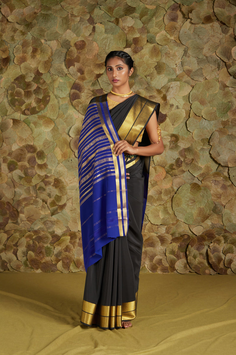 Aadike in Berry Blue x Pirate Black/ ಸಮುದ್ರ x ಕಸ್ತೂರಿ Aadike Saree ...